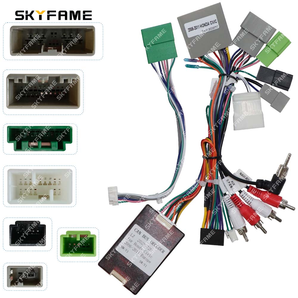 SKYFAME Car 16pin Wiring Harness Adapter Canbus Box Decoder Android ...