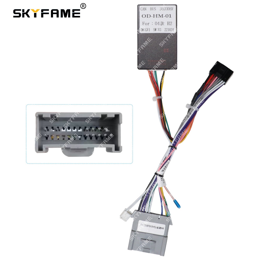 SKYFAME Car 16pin Wiring Harness Adapter Canbus Box Decoder For Hummer H2 2004 Android Radio ...