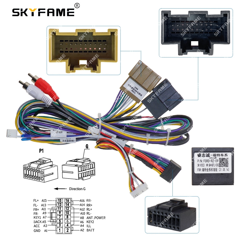SKYFAME Car 16pin Wiring Harness Adapter Canbus Box Decoder For Buick ...