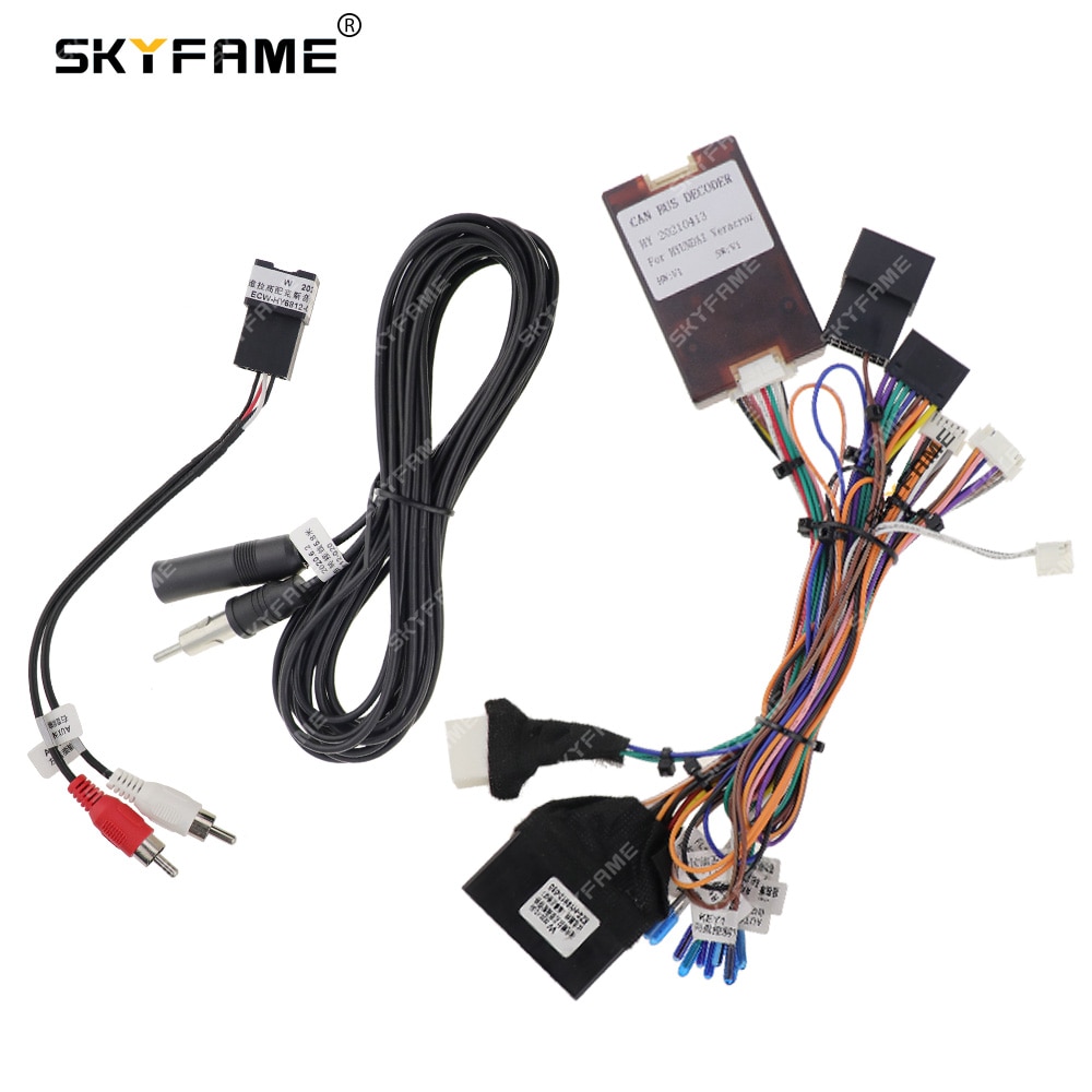 SKYFAME 16Pin Car Wiring Harness Adapter Canbus Box Decoder Android Radio Power Cable For ...