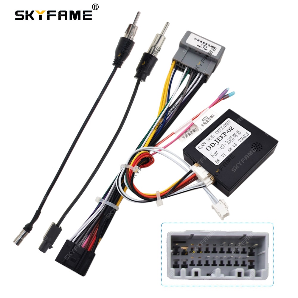 SKYFAME 16Pin Car Wiring Harness Adapter Canbus Box Decoder For Dodge Caliber Jeep Compass Jeep ...