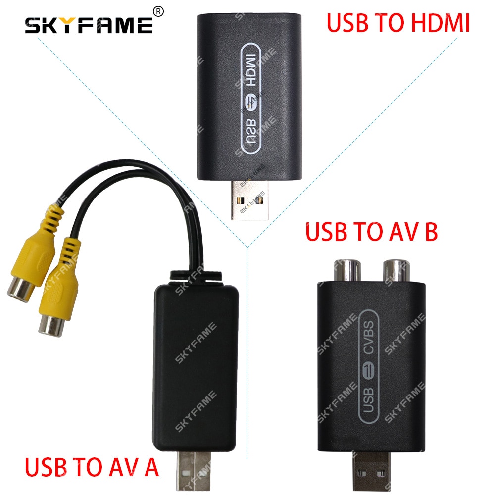 SKYFAME Car Android USB AV Box HDMI Adapter USB To RCA Avout Cable ...
