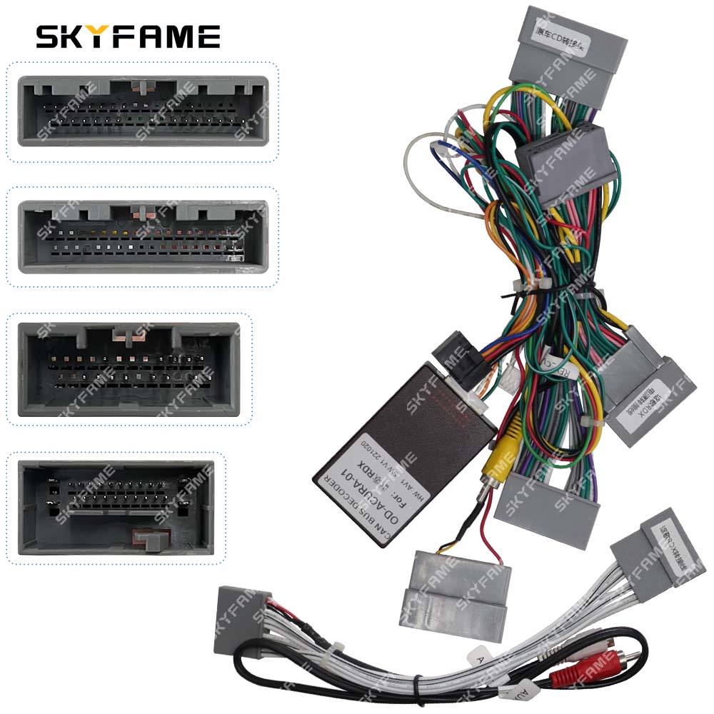 SKYFAME Car 16pin Wiring Harness Adapter Canbus Box Decoder Android Radio Power Cable For Honda ...